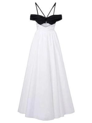 Giambattista Valli Cutout Ruched Off-shoulder Cotton Gown - White