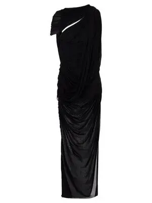 MUGLER Draped Back Knit Maxi Dress - Black