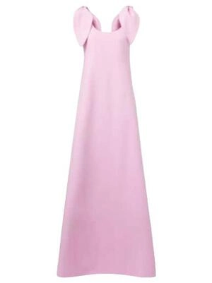 Oscar De La Renta Bow-detail Wool-blend Maxi Dress - Pink
