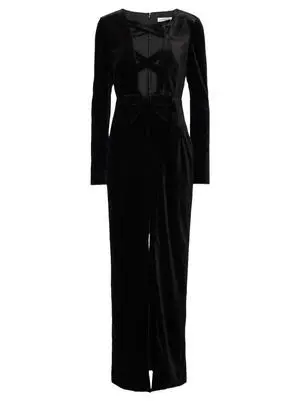 Alessandra Rich Velvet Maxi Dress With Bow Detail - Black