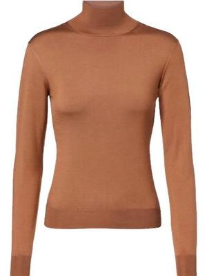 Ralph Lauren Silk-blend Jersey High Neck Sweater - Brown