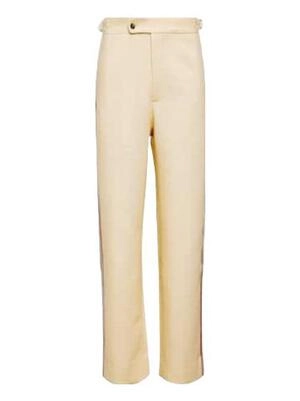 BODE Beaded Cotton Straight Leg Pants - Nude