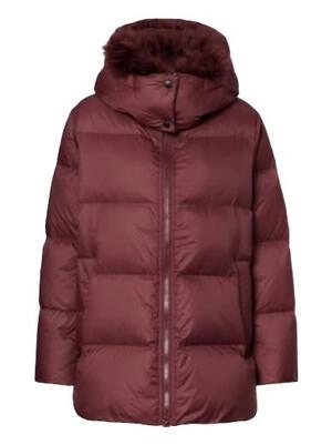 YVES SALOMON Quilted Down Hooded Jacket - Red