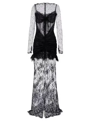 Alessandra Rich Sheer Lace Gown - Black