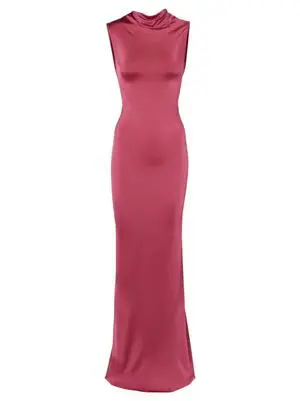 Victoria Beckham Sleeveless Draped Jersey Gown - Cherry Powder