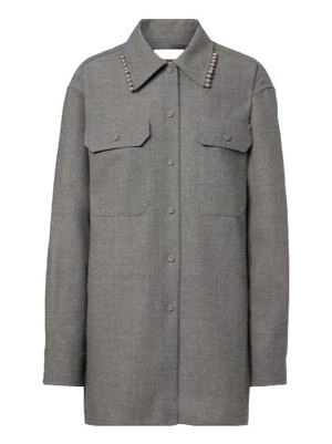 JIL SANDER Beaded Wool Canvas Shirt - Gray