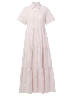 Erdem Erdem Embroidered Tiered Shirt Dress Pink