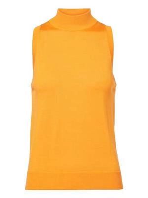 Carolina Herrera Knitted Silk And Cotton Sleeveless Turtleneck Top - Yellow