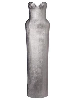 Magda Butrym Strapless Corset Dress With Sweetheart Neckline And Open Back - Silver