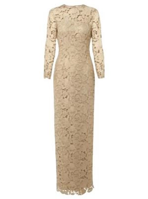 Oscar De La Renta Floral Lace Gown - Nude
