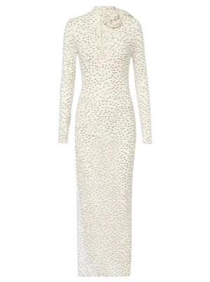 MAGDA BUTRYM Magda Butrym Long Sleeve Polka Dot Maxi Dress With Floral Appliques