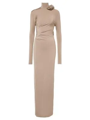 Magda Butrym Magda Butrym High Neck Floral Appliqué Gown Beige