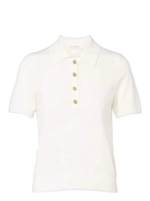 Altuzarra Nemo Wool-blend Polo Shirt With Metal Knot Buttons - White