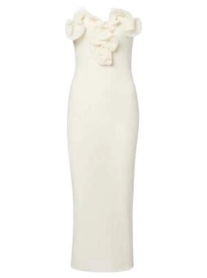 Magda Butrym Floral Appliqué Midi Dress - White