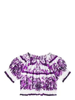 Dolce & Gabbana Majolica Printed Cotton Poplin Top - Purple