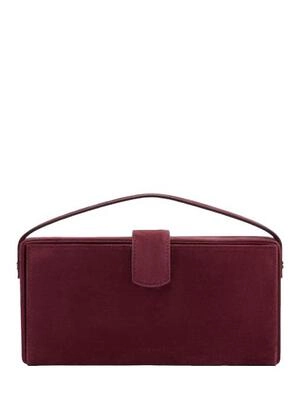 Magda Butrym Apolonia Suede Clutch With Flower Charm - Brown