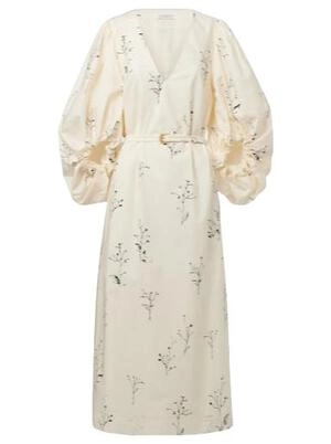 Altuzarra Corrie Belted Floral Cotton Midi Dress - White
