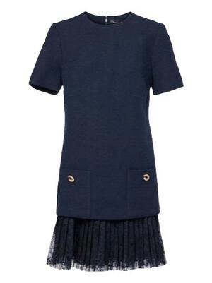 Oscar De La Renta Tweed And Lace Minidress - Black