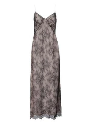 Blumarine V-neck Lace Midi Slip Dress - Gray