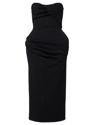 Magda Butrym Draped Strapless Midi Dress - Black