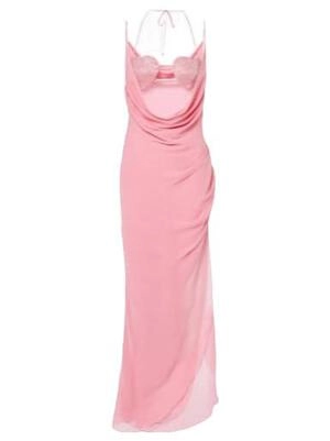 Blumarine Spaghetti Strap Cowl Back Maxi Dress - Pink