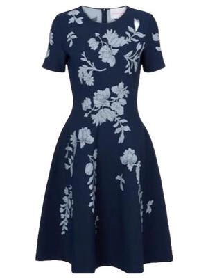 Carolina Herrera Floral Jacquard Midi Dress - Black