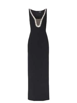 David Koma Crystal-embellished V-neck Gown - Black
