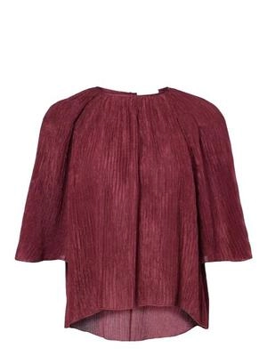 Gabriela Hearst Nula Crinkled Silk Top - Red