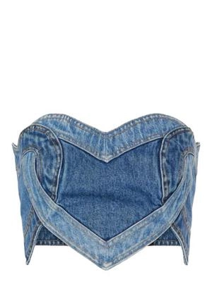 AREA Strapless Denim Heart Bustier - Blue