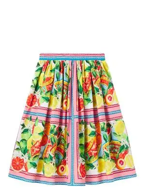 Dolce & Gabbana Taormina Printed Cotton Pleated Skirt - Multicolor