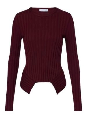 Stella McCartney Ribbed-knit Cotton Long-sleeve Top - Brown