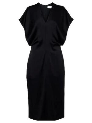 Stella McCartney Satin Midi Dress With V-neckline - Black