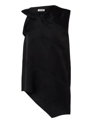 JIL SANDER Sleeveless Asymmetrical Satin Top - Black