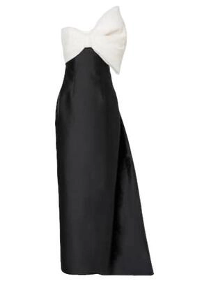 MONIQUE LHUILLIER Monique Lhuillier Bow Detail Asymmetric Draped Gown