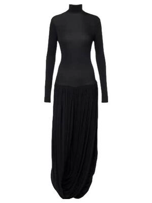 Magda Butrym Long Sleeve High Neck Maxi Dress - Black