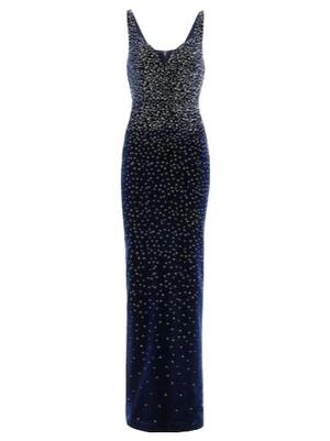 Alex Perry Singlet Velvet Gown With Crystal Embellishments - Black