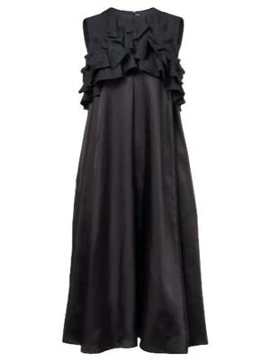 Comme Des Garçons Ruffled Wool Midi Dress - Black