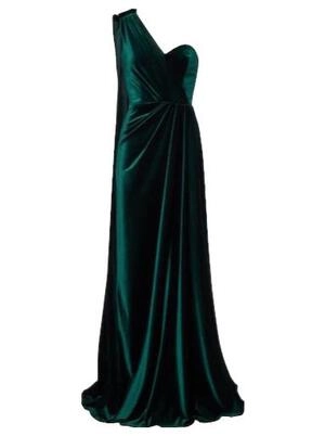 Monique Lhuillier One-shoulder Velvet Gown - Black