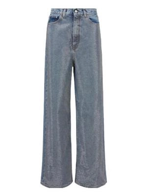 Stella McCartney Crystal-embellished Wide-leg Jeans - Gray
