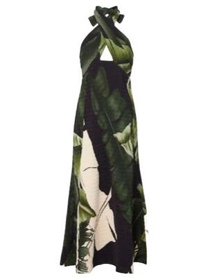 Johanna Ortiz Printed Halterneck Maxi Dress - Black