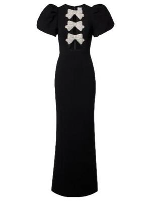 Rebecca Vallance Violetta Embellished Bow Gown - Black