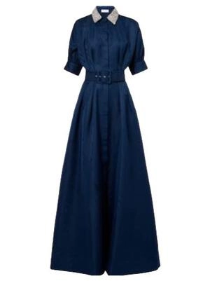 Rebecca Vallance Embellished Silk Shirt Dress - Black