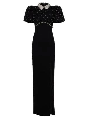 Rebecca Vallance Amery Embellished Puff-sleeve Gown - Black