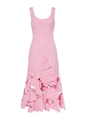 LEO Lin Emily Floral-appliqué Midi Dress - Pink