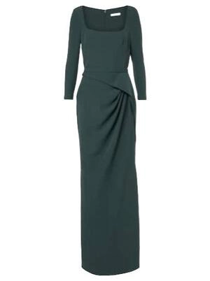 SAFIYAA LONDON Mahir Draped Crepe Gown - Green