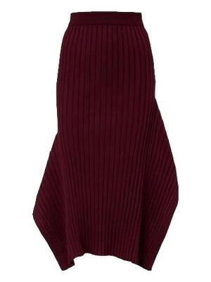 Stella McCartney Asymmetric Ribbed-knit Midi Skirt - Brown