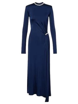 David Koma Crystal-embellished Gathered Midi Dress - Blue