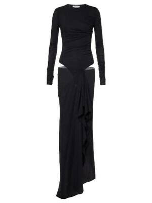Attico Draped Cutout Maxi Dress - Black