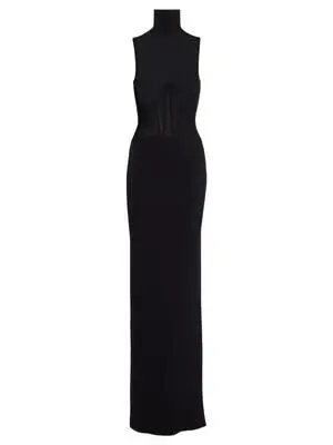 NENSI DOJAKA Gwyneth Knitted Corset Maxi Dress - Black