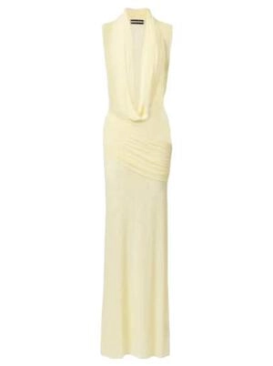 David Koma Semi-sheer Gown With Draped Detailing - Nude